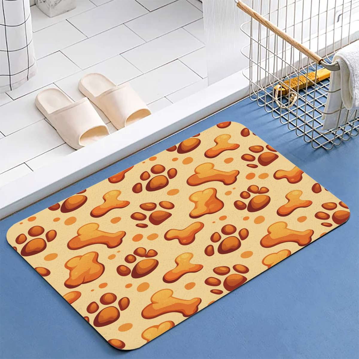 Dog Bones And Paw Prints Diatomite Bath Mats Bathroom Absorbent Anti ...