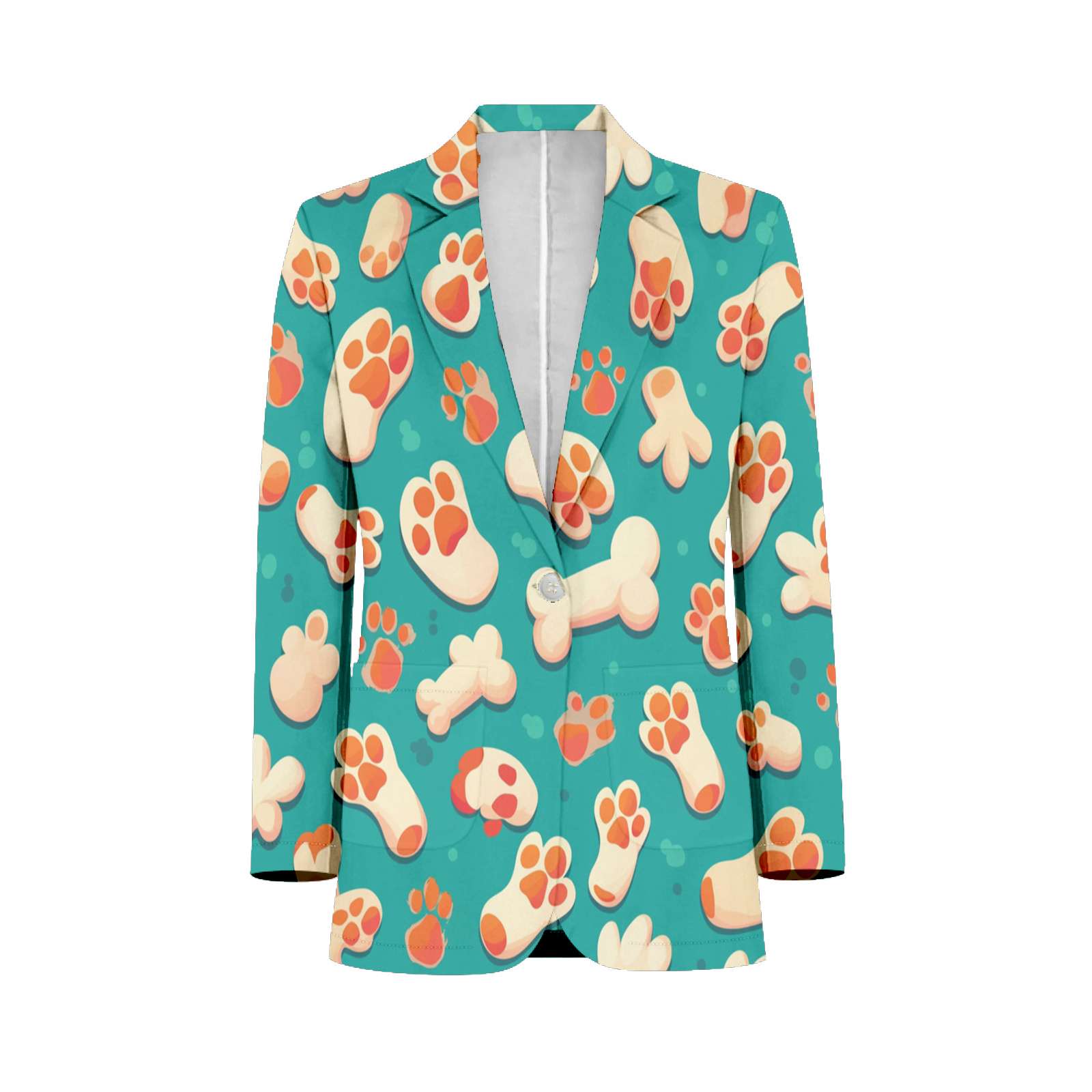 Dog Bones And Paw Prints Mens Suits Shawl Collar Slim Fit Suit Mens ...
