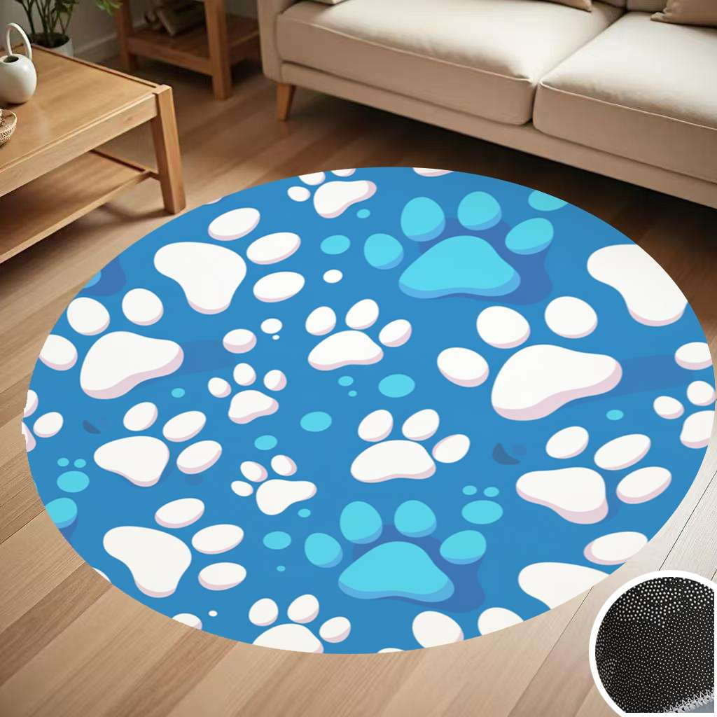 Dog Bones And Paw Prints Round Carpet Living Room Bedroom Home ...