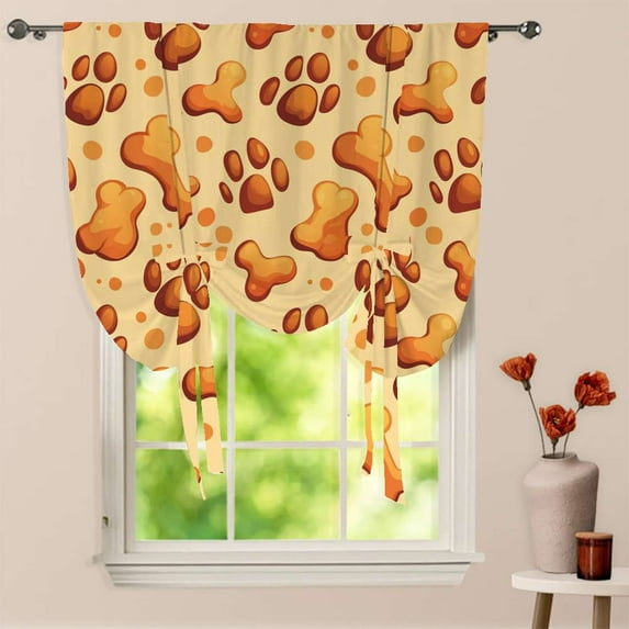 Dog Bones And Paw Prints Window Curtain for Living Room Roman Curtain ...
