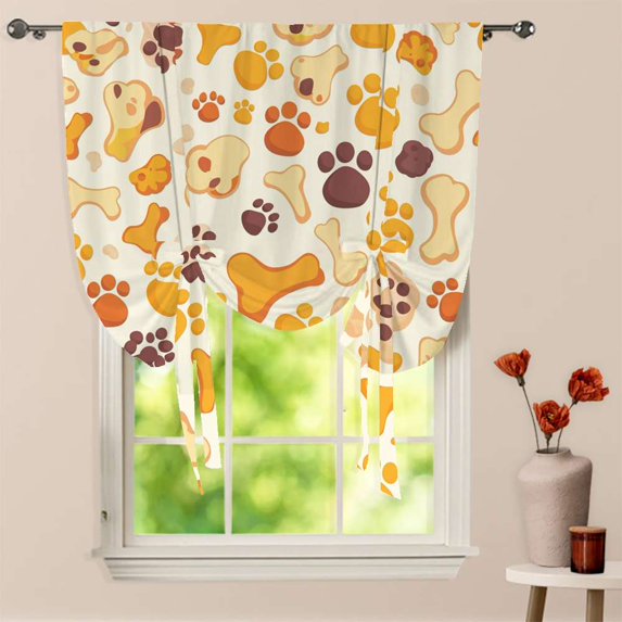 Dog Bones And Paw Prints Window Curtain for Living Room Roman Curtain ...