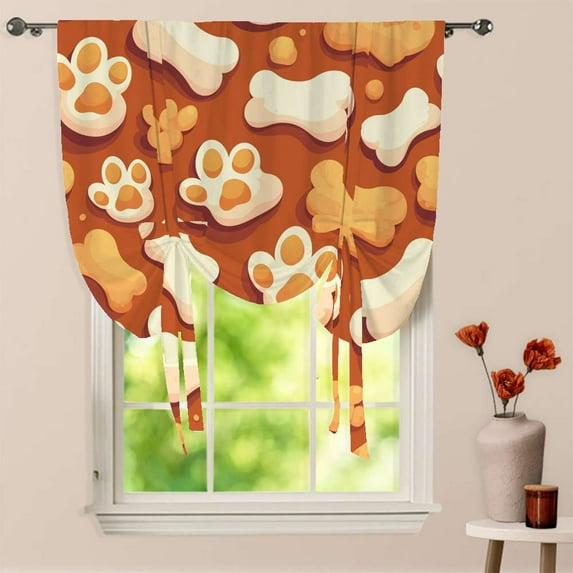 Dog Bones And Paw Prints Window Curtain for Living Room Roman Curtain ...
