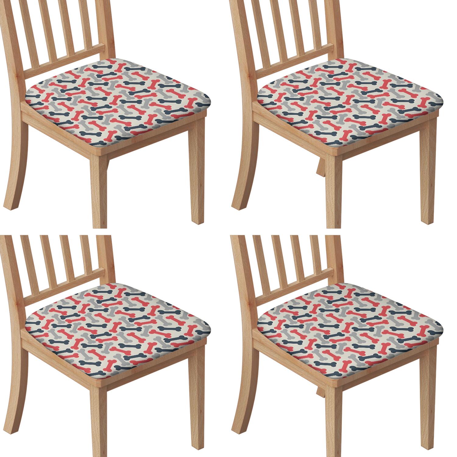 Dog Bones Seat Covers for Dining Room Chairs Set Of 4,Stretch Printed ...