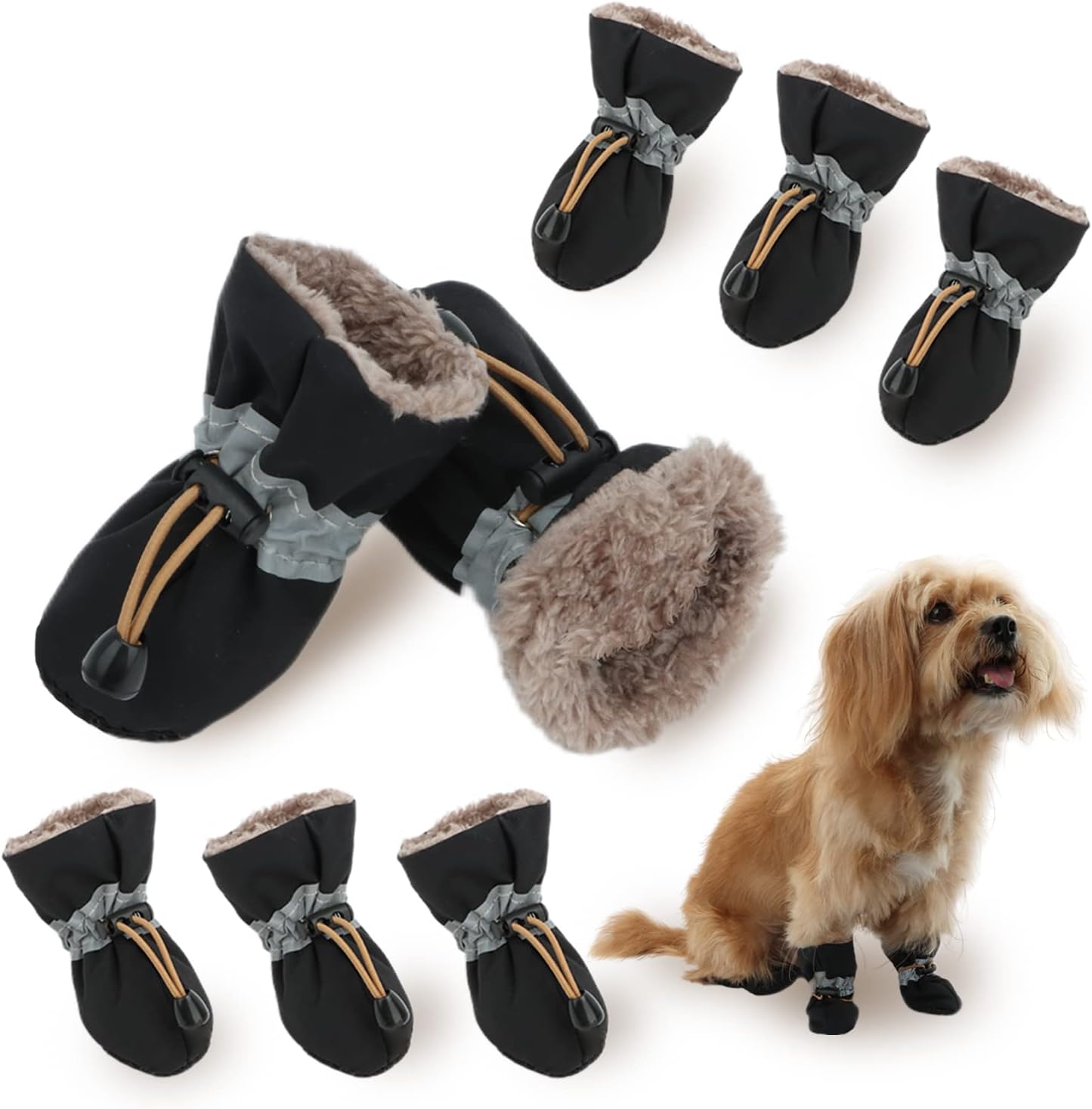 Dog Boots Paw Protectors,Small Dog Winter Boots Shoes,with Anti-Slip ...