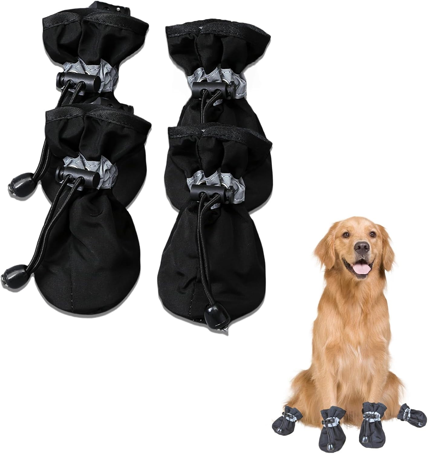Dog Boots for Small Medium Large Dogs with Reflective Strap, Anti-Slip ...