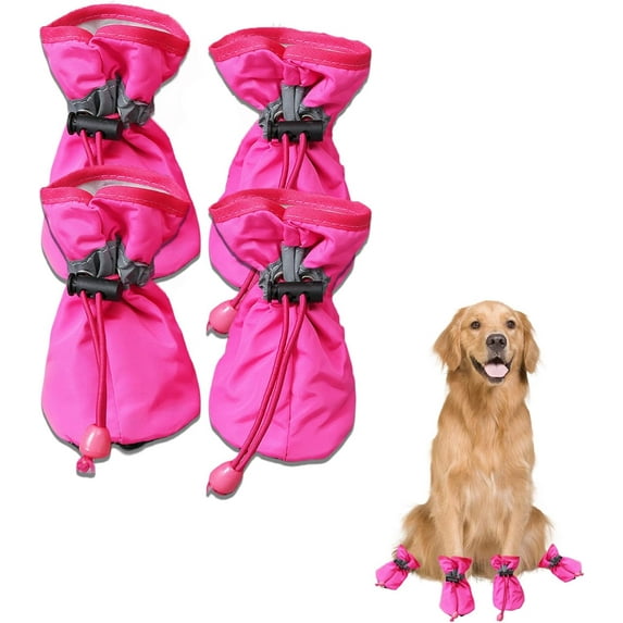 Dog Boots for Small Medium Large Dogs with Reflective Strap, Anti-Slip ...