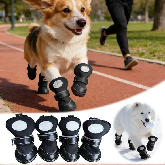 Dog Boots for Large & Medium Dogs, 4PC Water-Resistant Paw Protectors ...