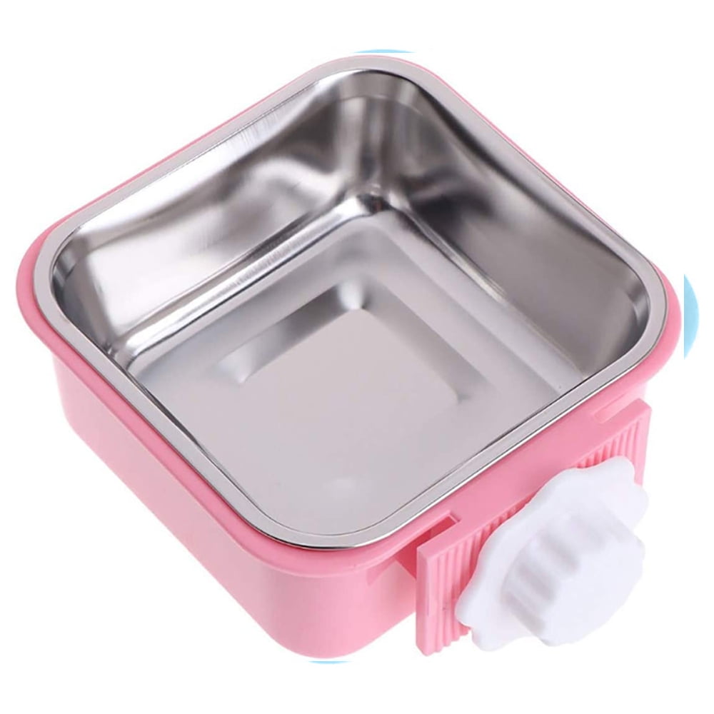 Dog Bowl, Removable Stainless Steel Pet Kennel Cage Hanging Food Bowls and Water Feeder Coop Cup ...