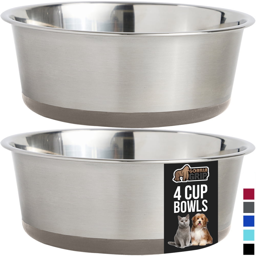Dog Bowl Set of 2, Heavy Duty Stainless Steel Bowls by GORILLA GRIP ...
