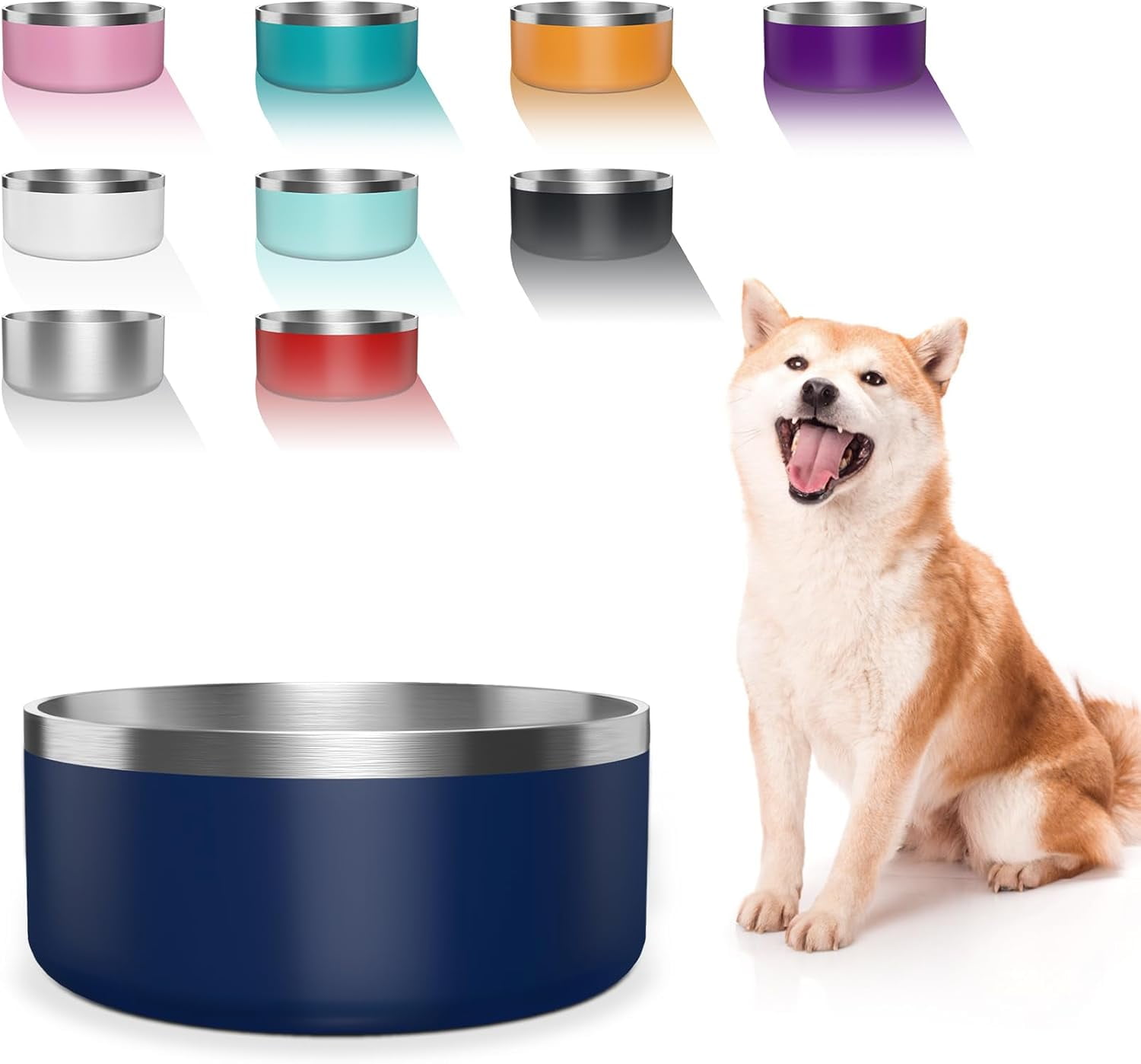 Dog Bowl, Stainless Steel Dog Food and Water Bowl with Non Slip Quiet ...