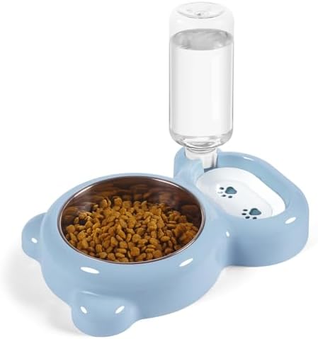 Dog Bowls, Cat Food and Water Bowl Set with Water Dispenser and ...