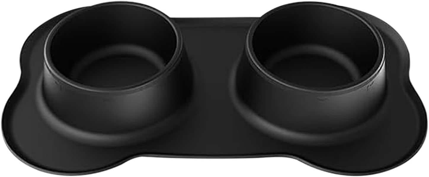 Dog Bowls Double Dog Water and Food Bowls Stainless Steel Bowls with No ...