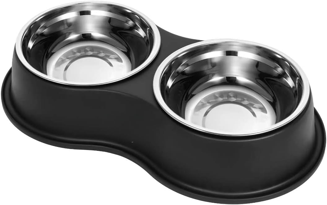 Dog Bowls Double Dog Water and Food Bowls Stainless Steel Bowls with ...