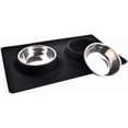 Dog Bowls with Mat, Cat Water Food Bowl Set (13.5oz Each) in No Spill ...