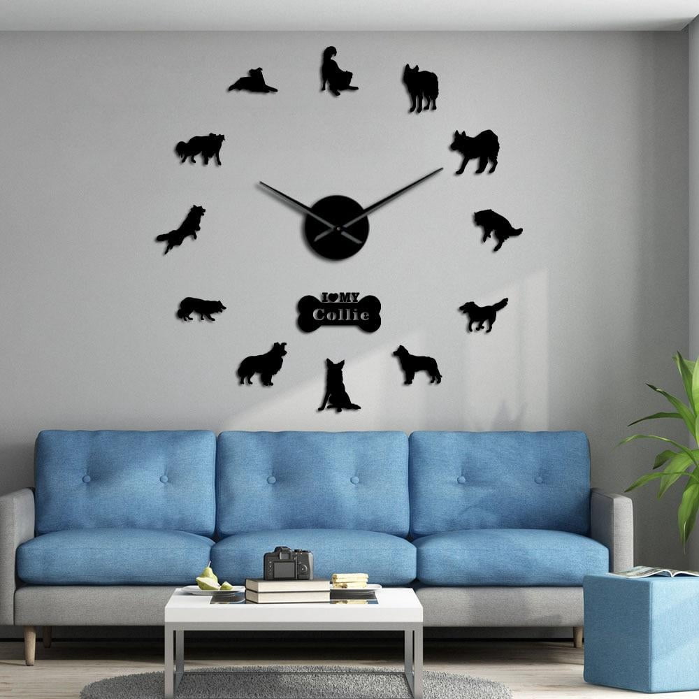Dog Breed Border Collie Silhouette Wall Sticker Frameless DIY Giant ...