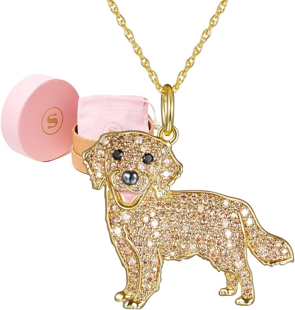 Dog Breed Cubic Zirconia Puppy Charm Pendant Necklaces for Women ...