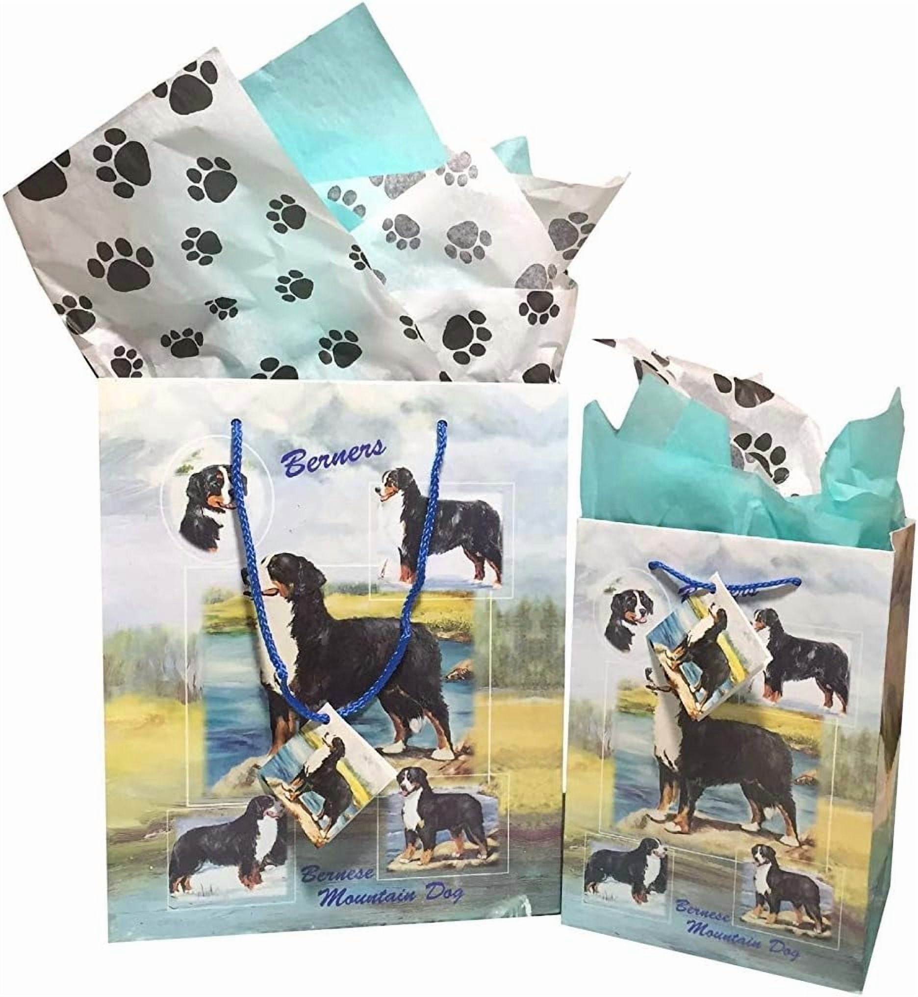 Dog Breed Gift Bags Set of Two with Tissue Paper (Bernese Dog ...