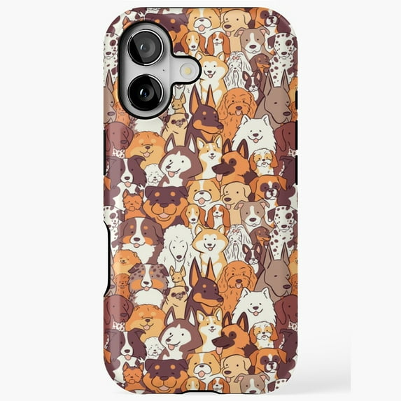 Dog Breeds Illustration Pattern Yellow Version Phone Case for iPhone 17 ...