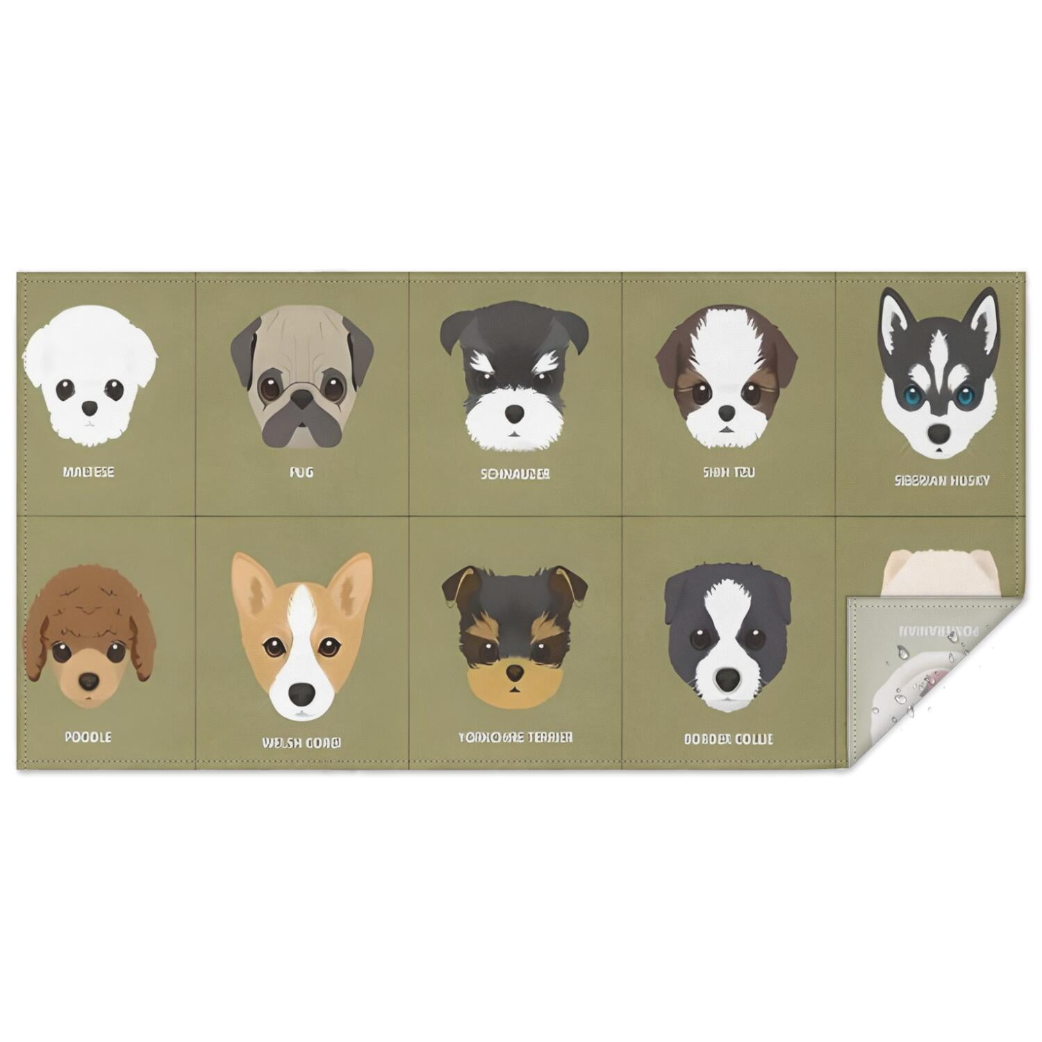 Dog Breeds Rectangle Tablecloth 60"x120",Waterproof Polyester Rectangle ...