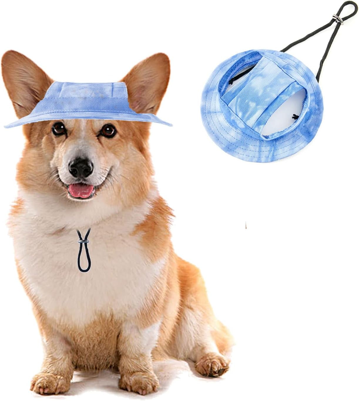 Dog Bucket Hats, Dog Round Cap with Ear Hole, Adjustable Outdoor Travel ...