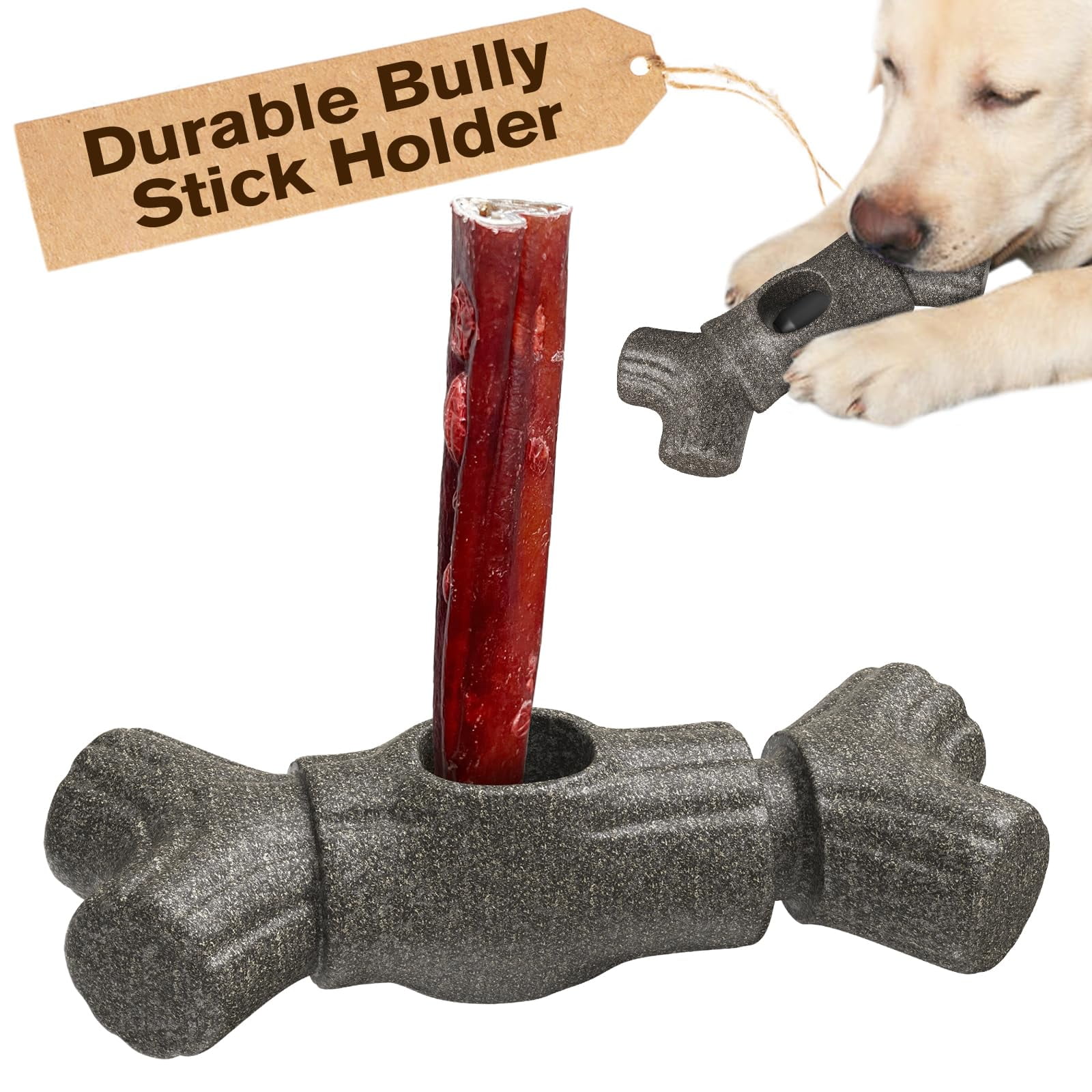 Dog Bully Stick Holder Safety Device Indestructible Sturdy Tough Enduring Chew Tuff Toy For ...