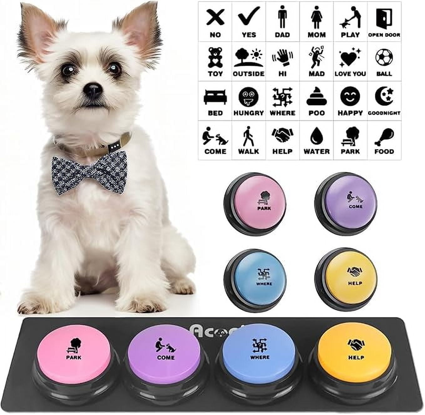 Dog Buttons for Communication, 4 Dog Talking Button Set, Speaking ...