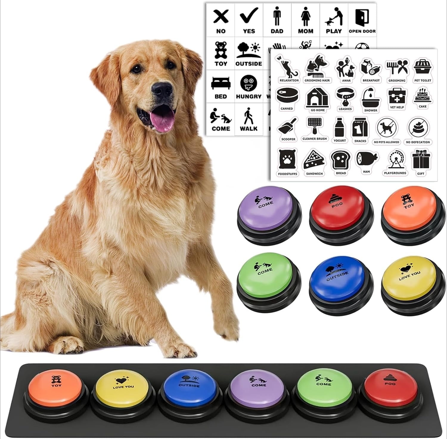 Dog Buttons for Communication, 8 Pcs Dog Talking Button Set, 30s ...