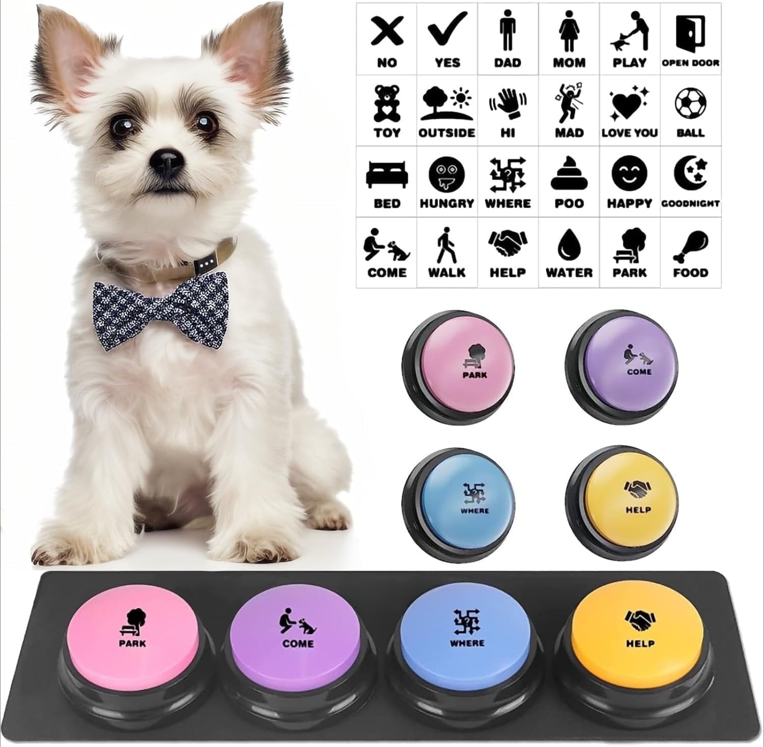 Dog Buttons for Communication, 4 Dog Talking Button Set, Speaking ...