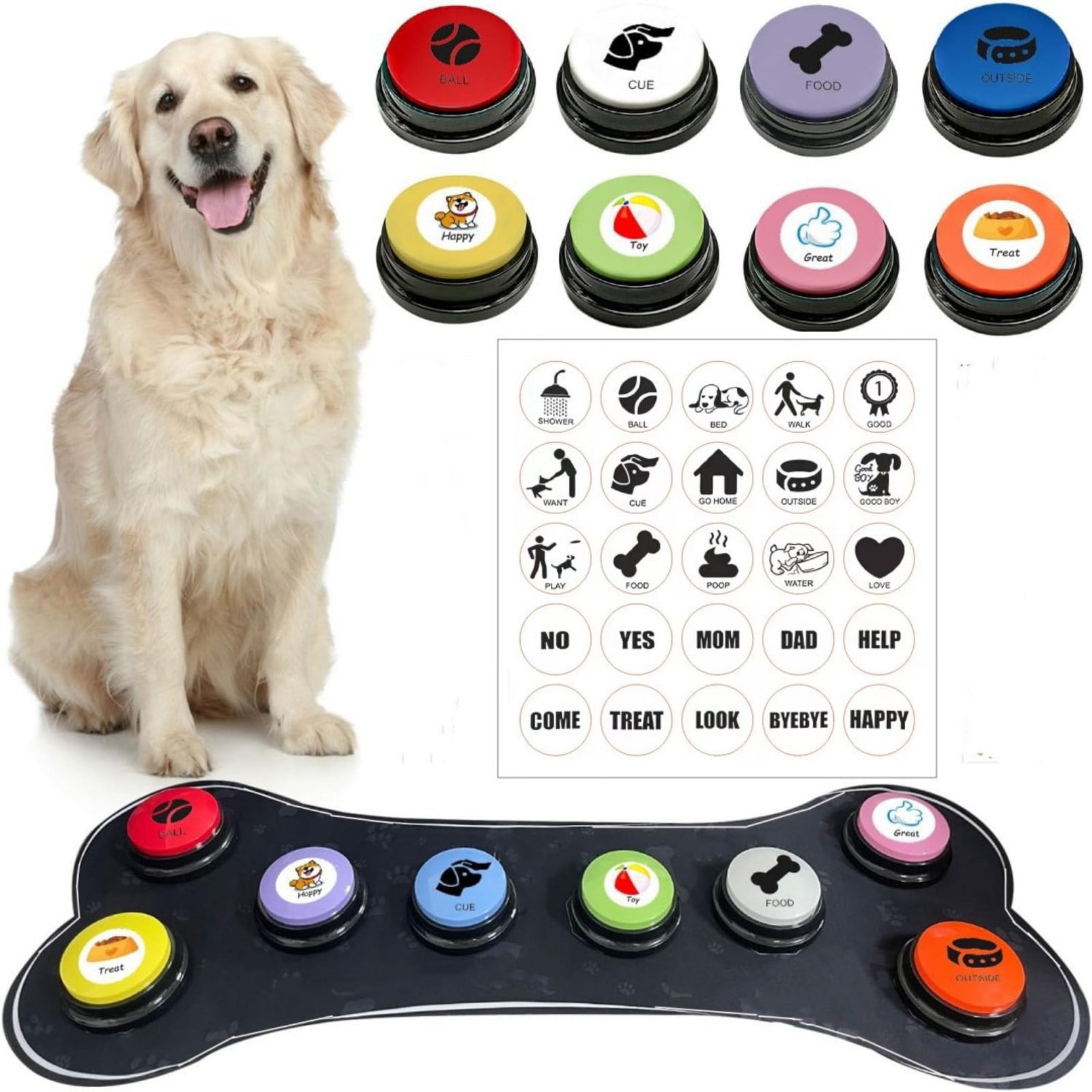 Dog Buttons Talk Updated 6/8 Pack Dog Communication Buttons Recordable ...
