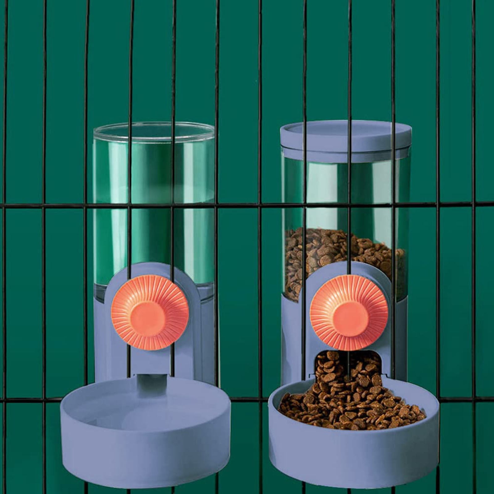 Dog Cage Automatic Kennel Feeder, Food and Water Dispenser Hanging ...