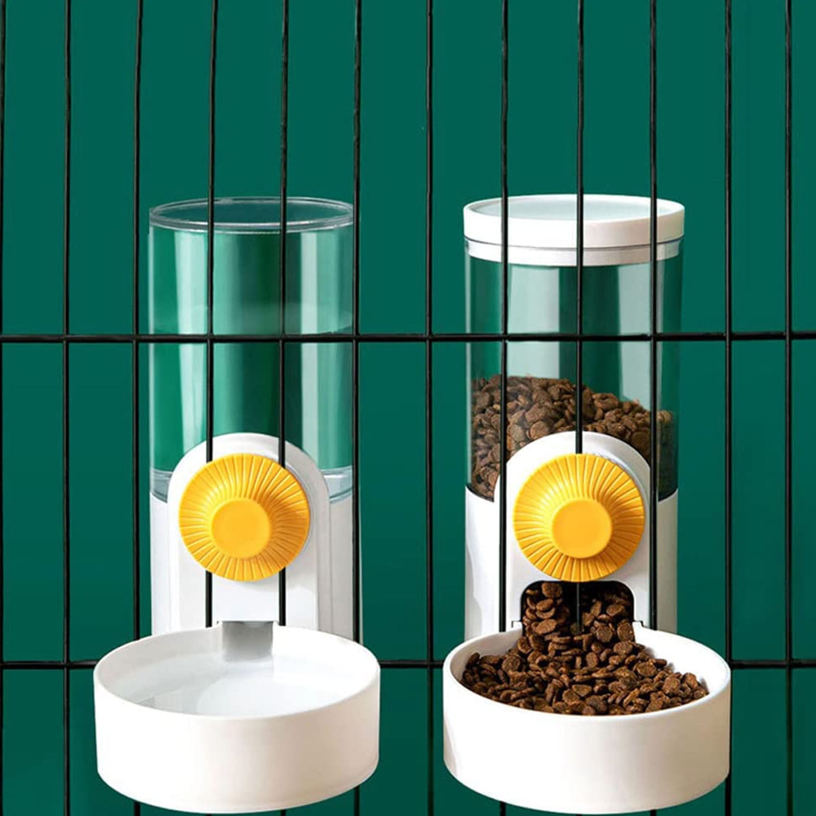 Dog Cage Automatic Kennel Feeder, Food and Water Dispenser Hanging ...