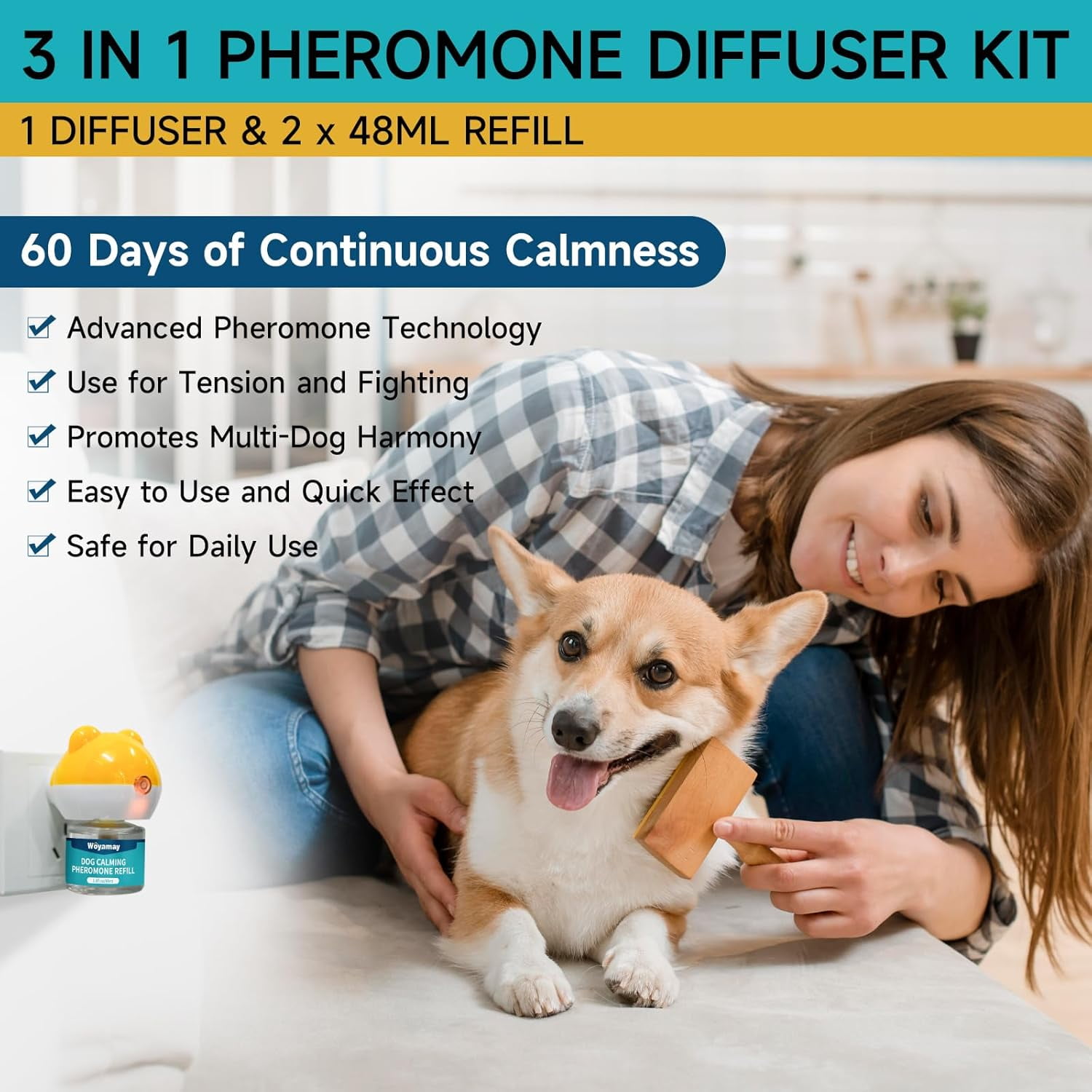 Dog Calming Diffuser - Dog Pheromones Calming Diffuser for Dog Anxiety Relief 6-in-1 Dog ...