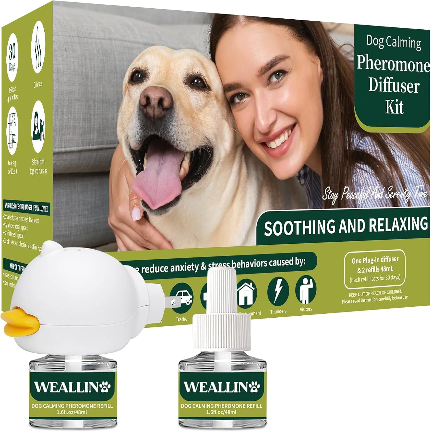 Dog Calming Diffuser Kit for Anxiety Relief, 3-in-1 Pheromone Diffuser ...