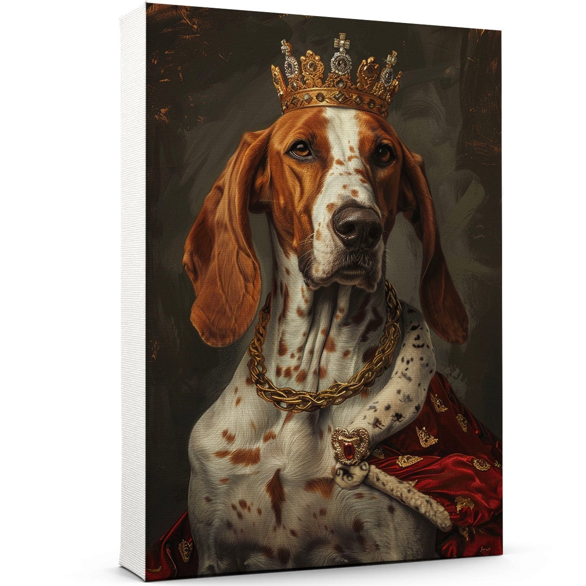 Dog Canvas Print Funny American Foxhound Dog Painting Poster Vintage ...