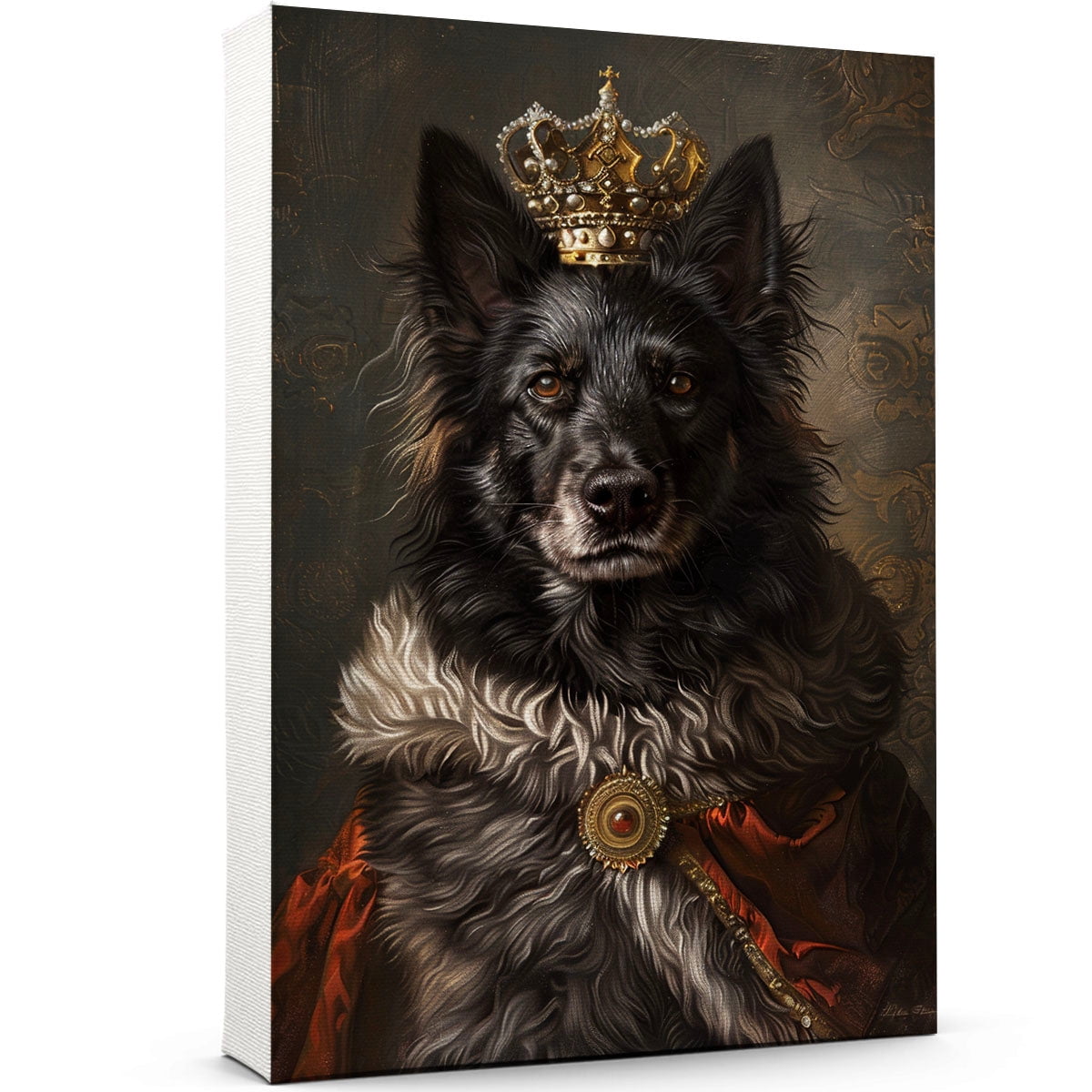 Dog Canvas Print Funny Belgian Sheepdog Dog Painting Poster Vintage ...
