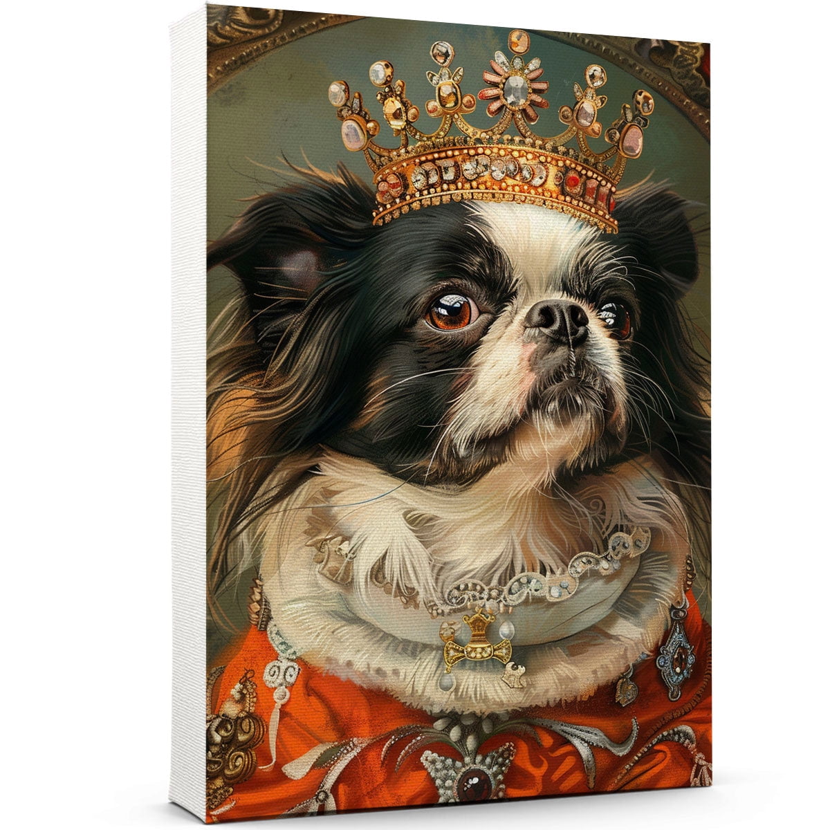 Dog Canvas Print Funny Japanese Chin Dog Painting Poster Vintage Wall ...