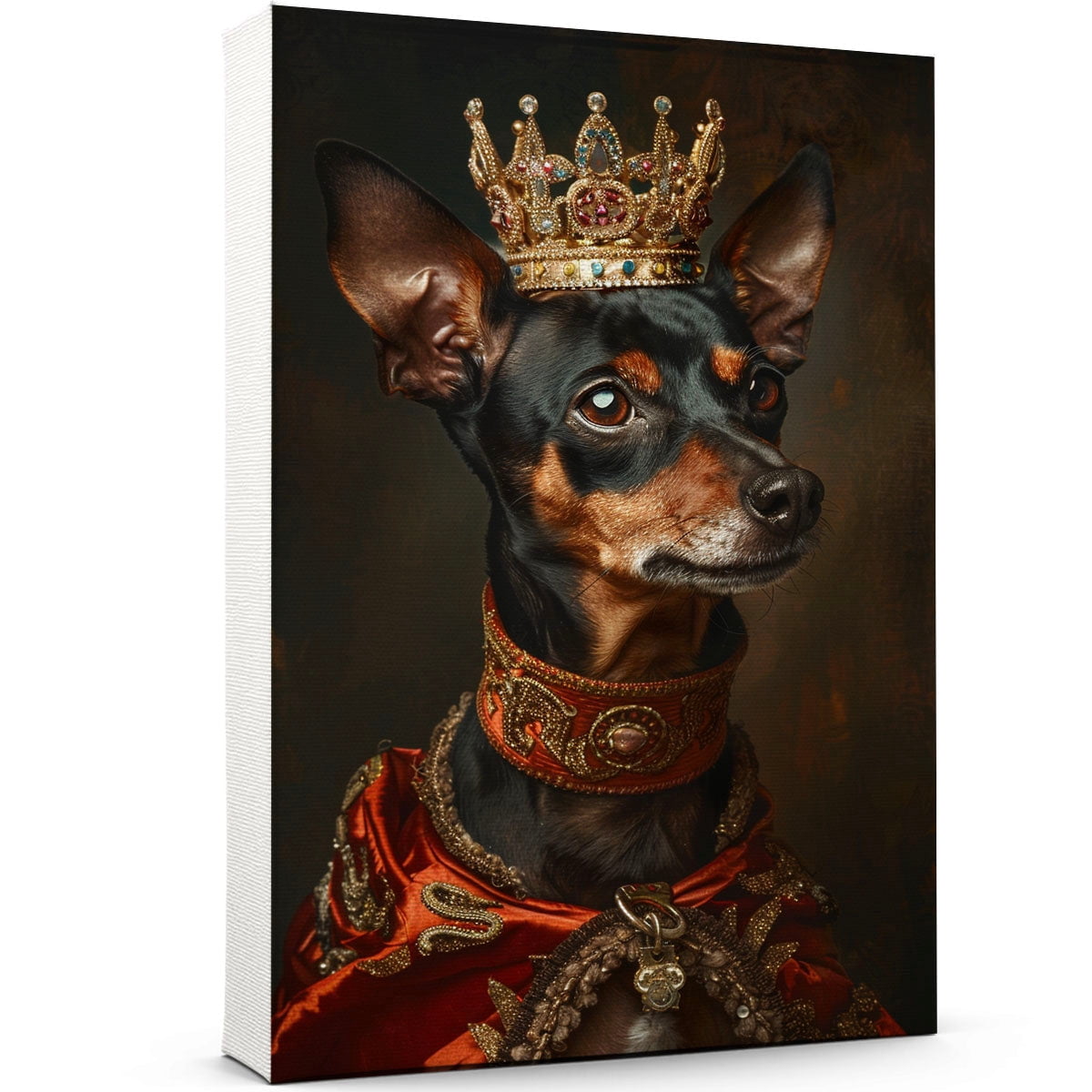 Dog Canvas Print Funny Miniature Pinscher Dog Painting Poster Vintage ...