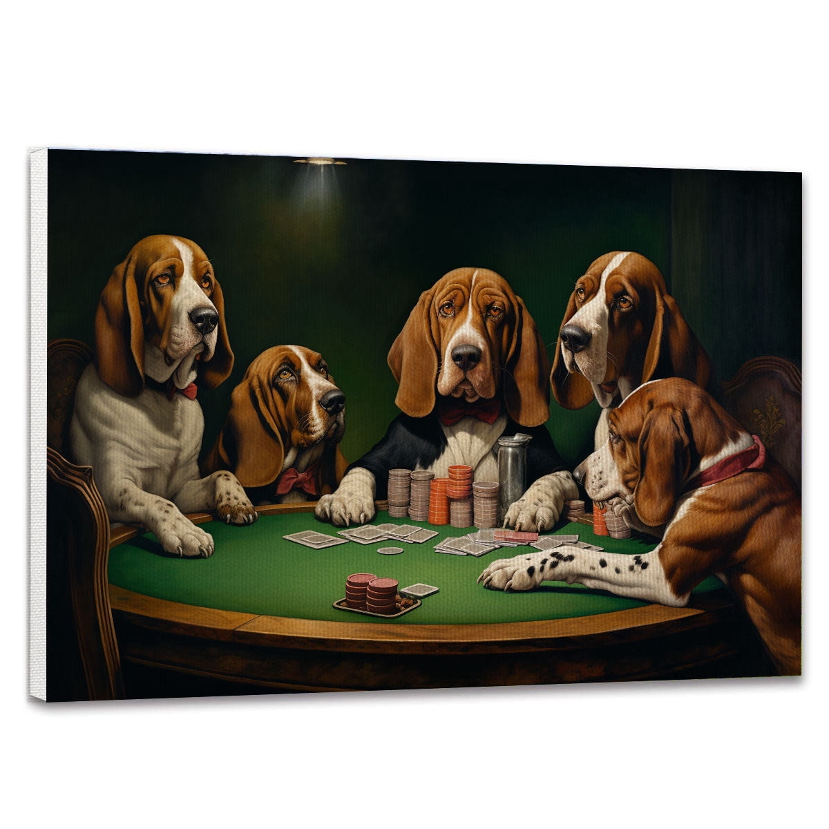 Dog Canvas Wall Art - Dogs Playing Poker - Basset Hound Canvas Print ...