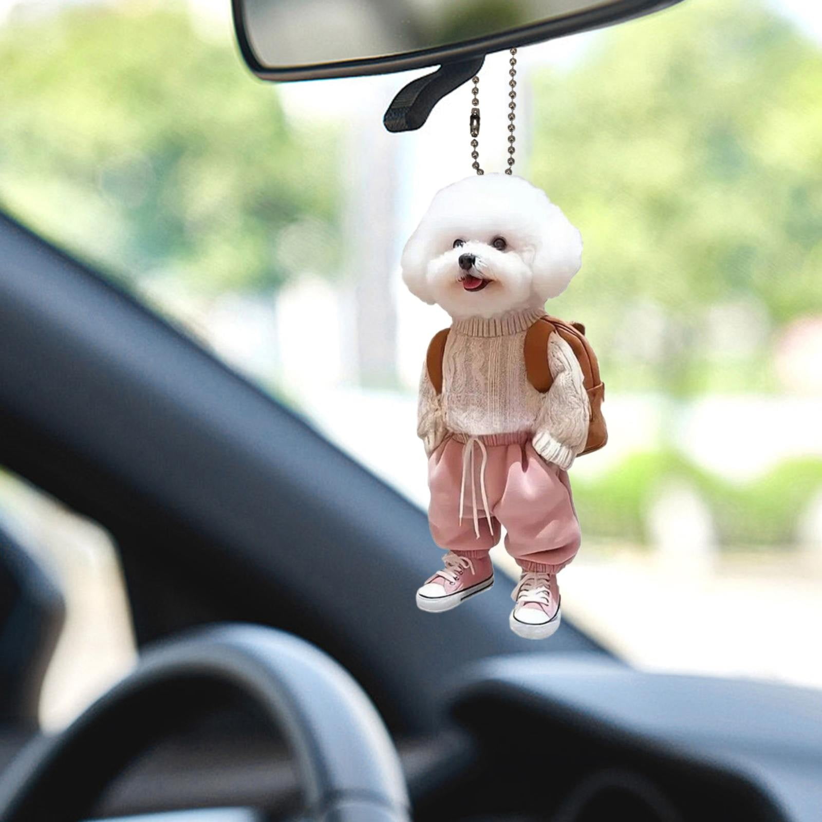 Dog Car Interior Hanging Ornament, Cute Puppy Rearview Pendant Car ...