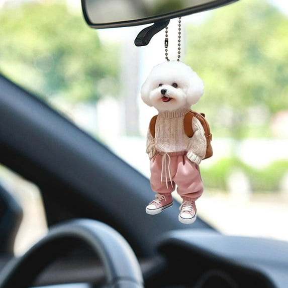 Dog Car Interior Hanging Ornament, Cute Puppy Rearview Pendant Car ...