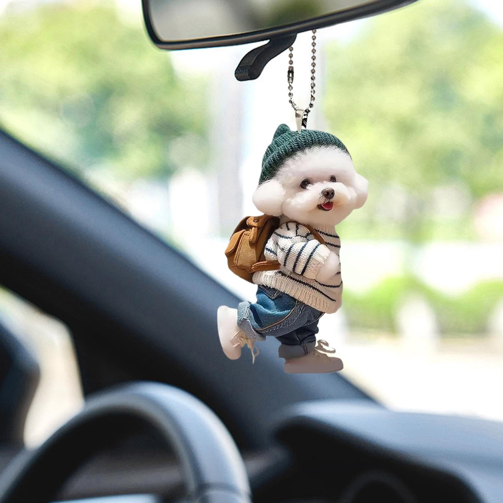 Dog Car Interior Hanging Ornament, Cute Puppy Rearview Pendant Car ...