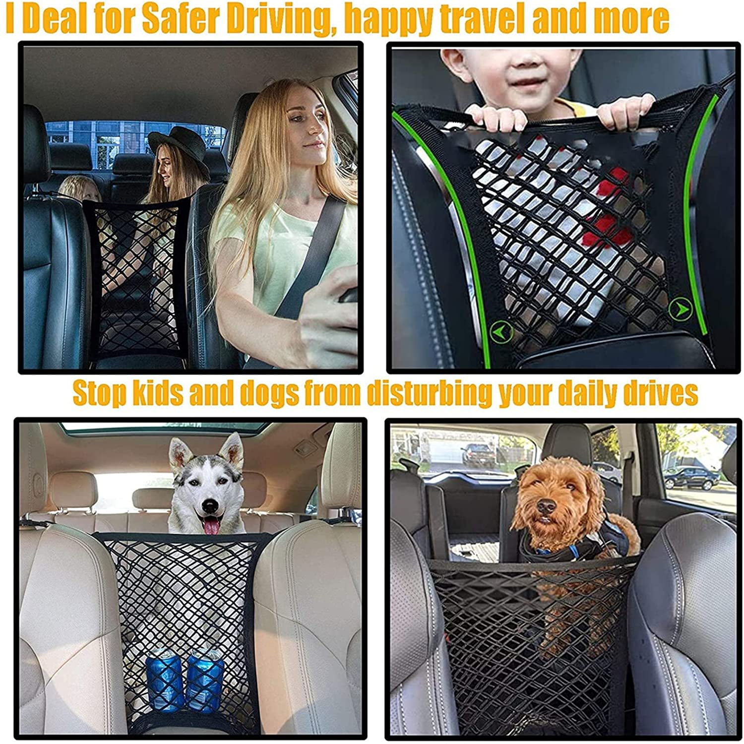 Dog Car Net Barrier, with Auto Safety Mesh Organizer, Universal ...