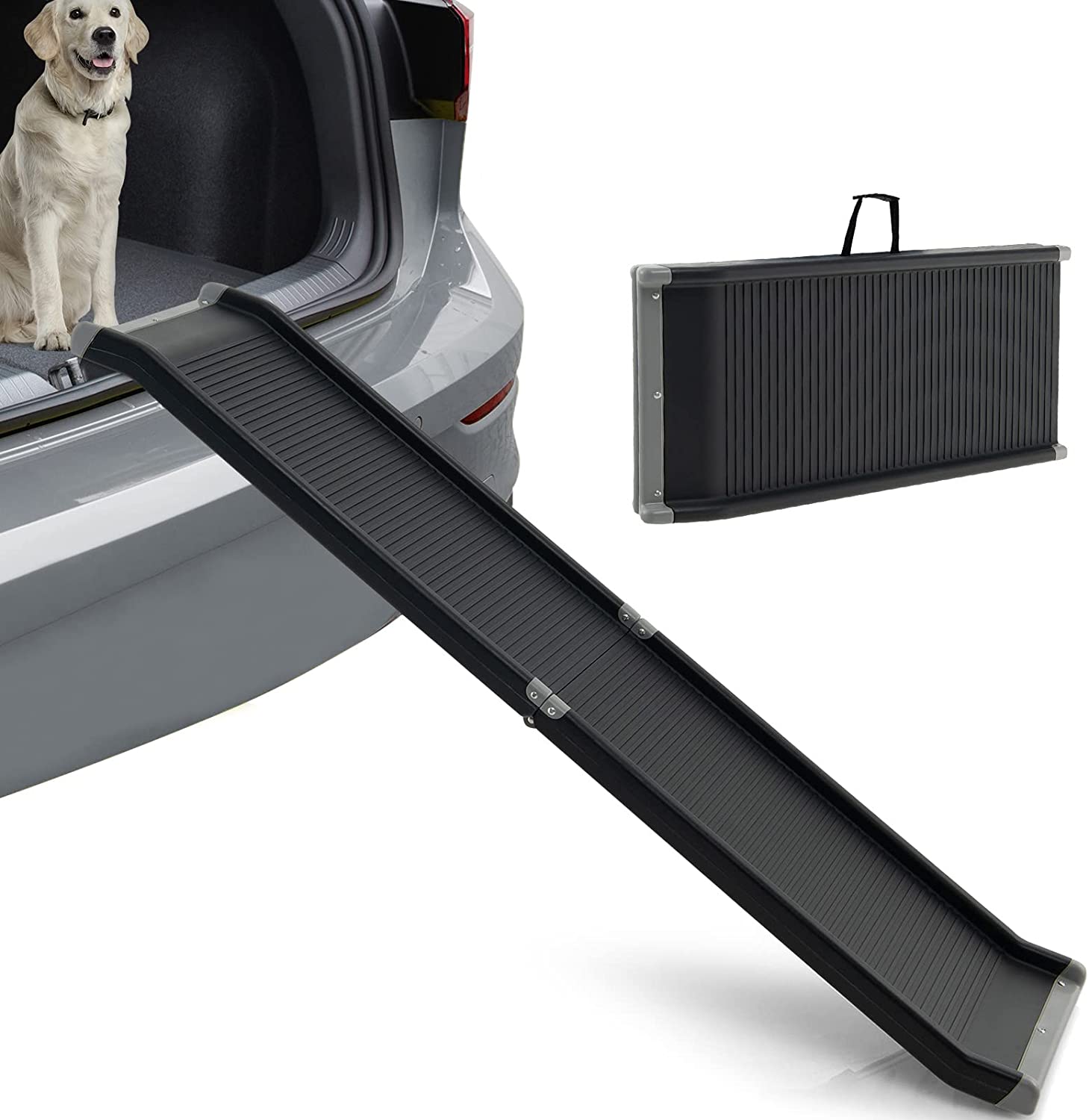 Dog Car Ramp, 63 Inch Folding Portable Pet Ramp for Large Old Dogs SUV ...