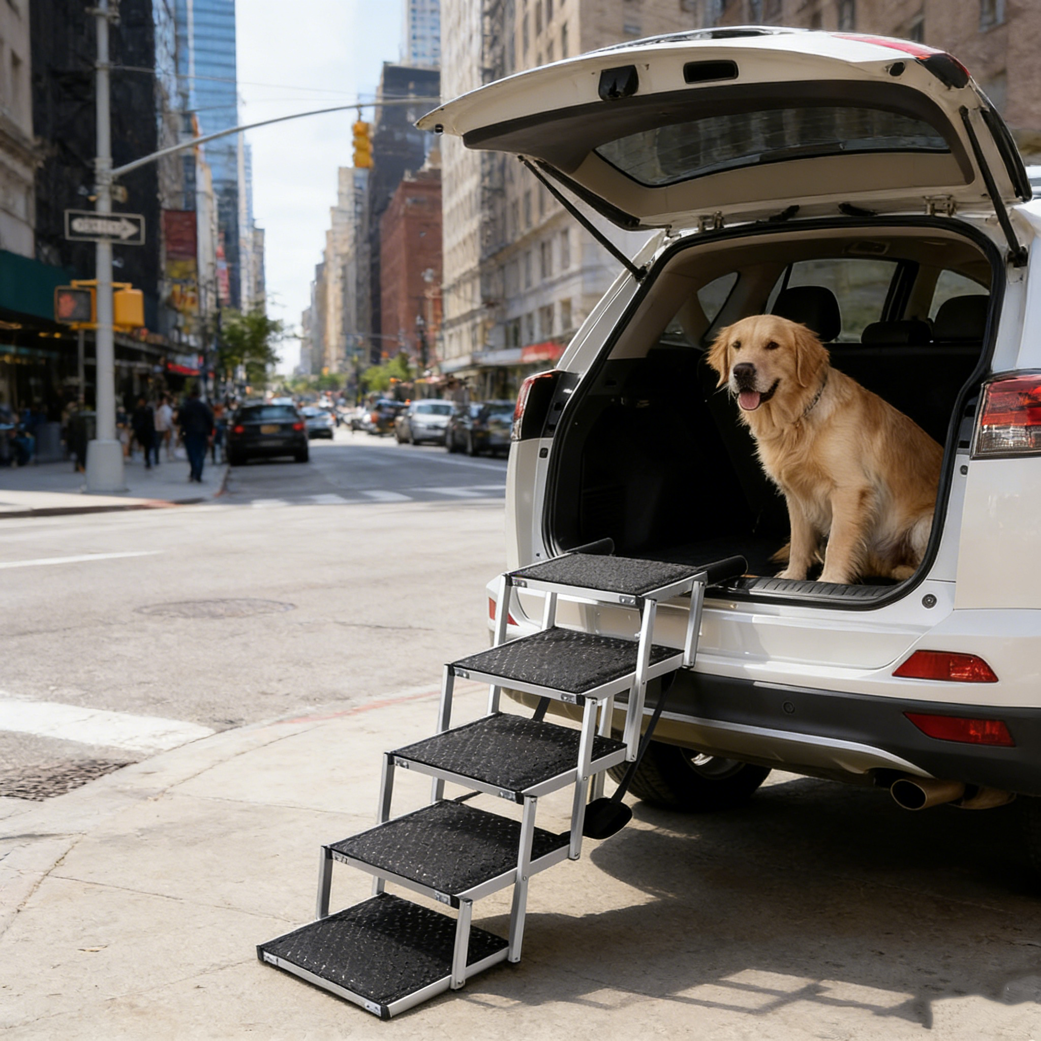 Dog Car Ramp, Folding Stairs with Non-Slip Surface & Reinforced Design ...