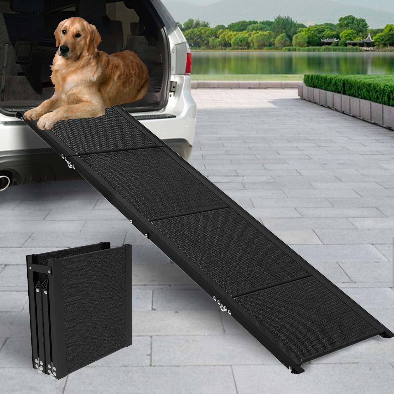 Dog Car Ramp for Large Dogs, Foldable Dog Steps Aluminum Dog Ramps, Dog ...