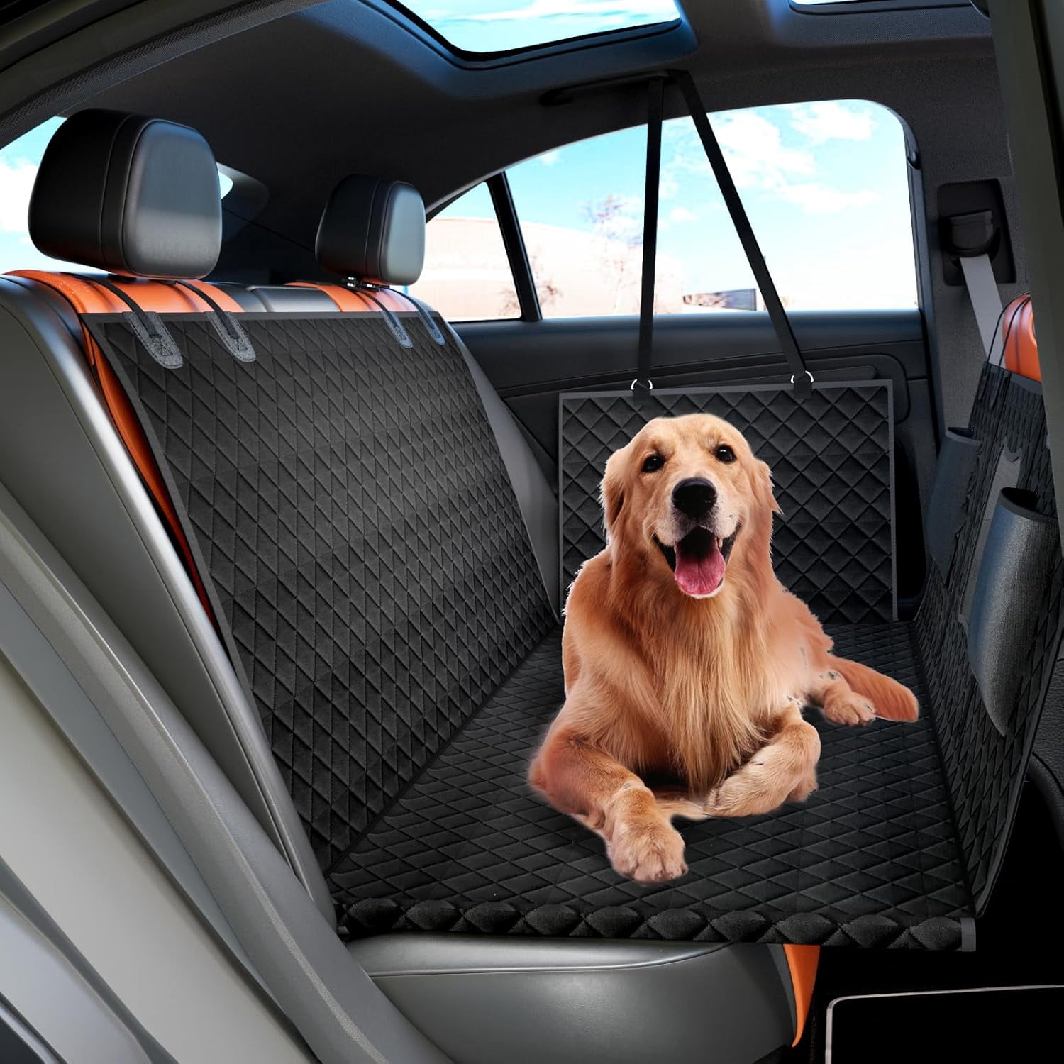 Dog Car Seat Cover for Back Seat with Detachable Hard Bottom, Holds ...