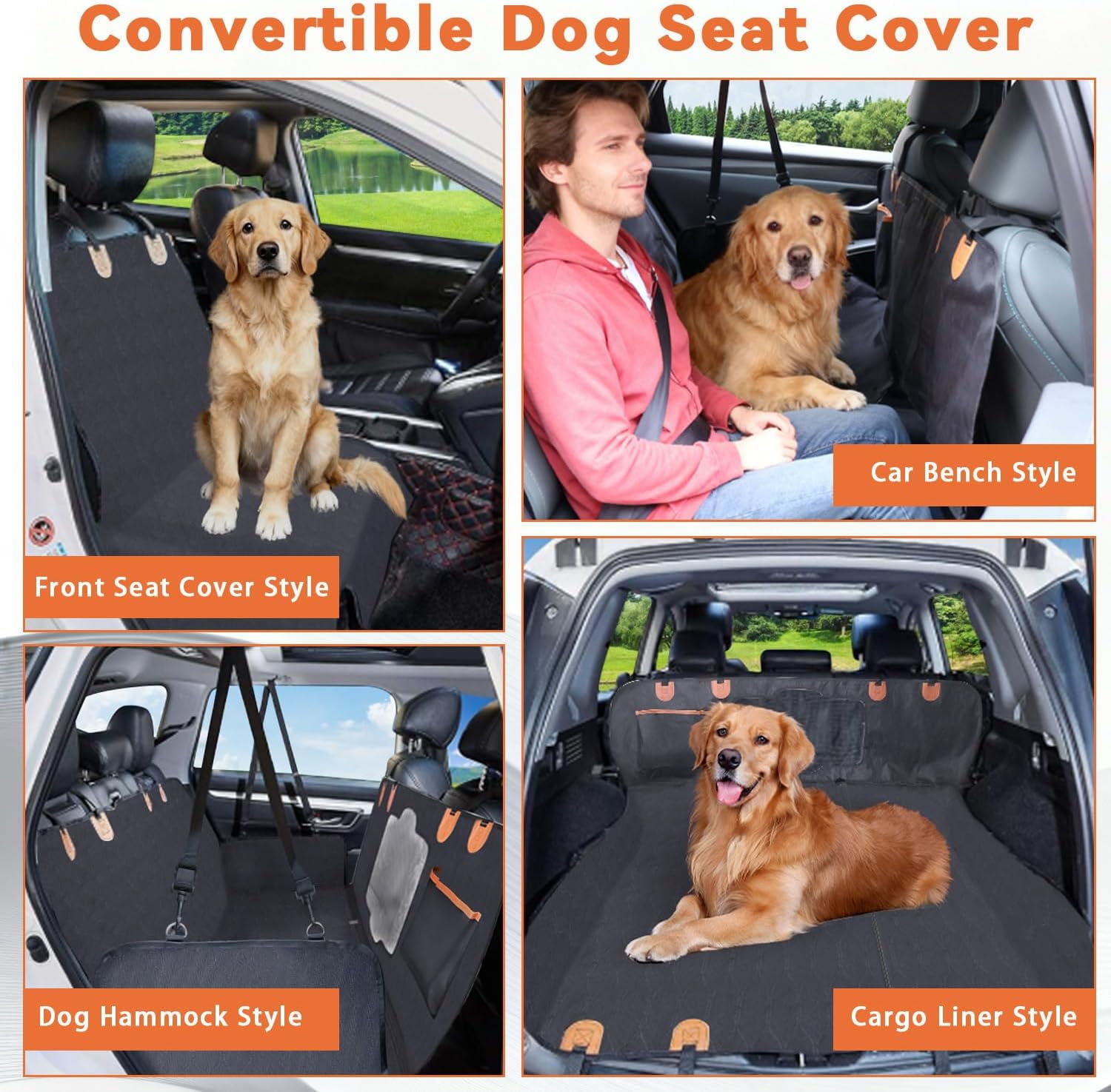 Dog Car Seat Cover, Back Seat Pet Cover for Dogs Waterproof Nonslip Dog ...