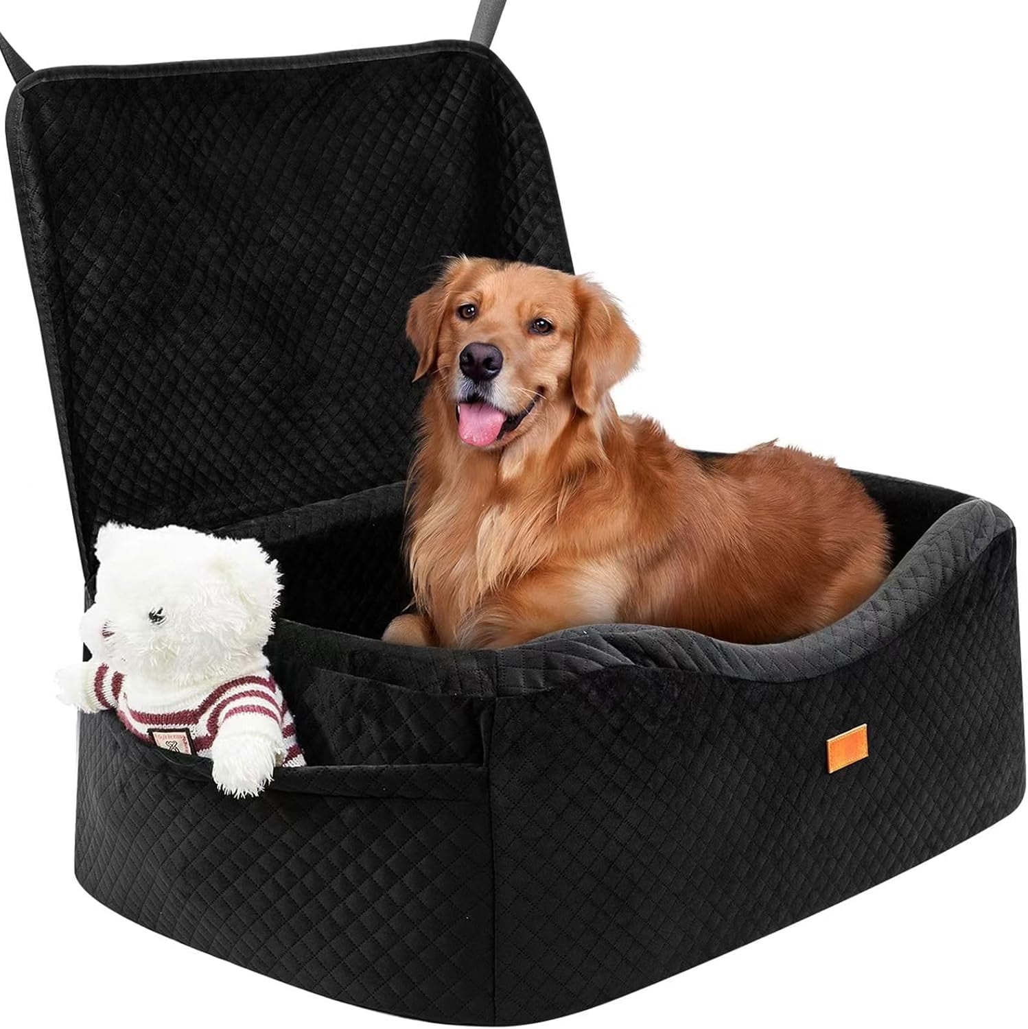 Dog Car Seat for Large Dogs up to 55 lbs or 2 Small Dogs with 4" Memory ...
