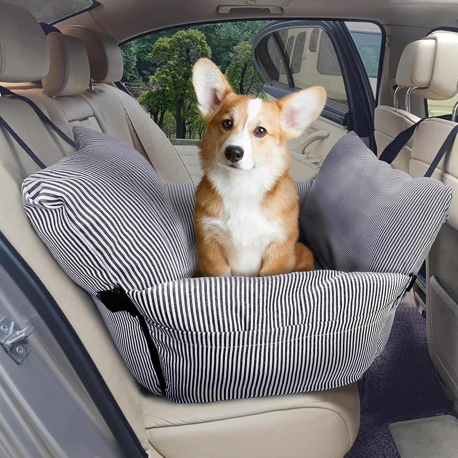 Dog Car Seat for Large/Medium Dogs Under 60 lbs Cats 2 in 1 Booster Seats Dog Bed for Car and ...