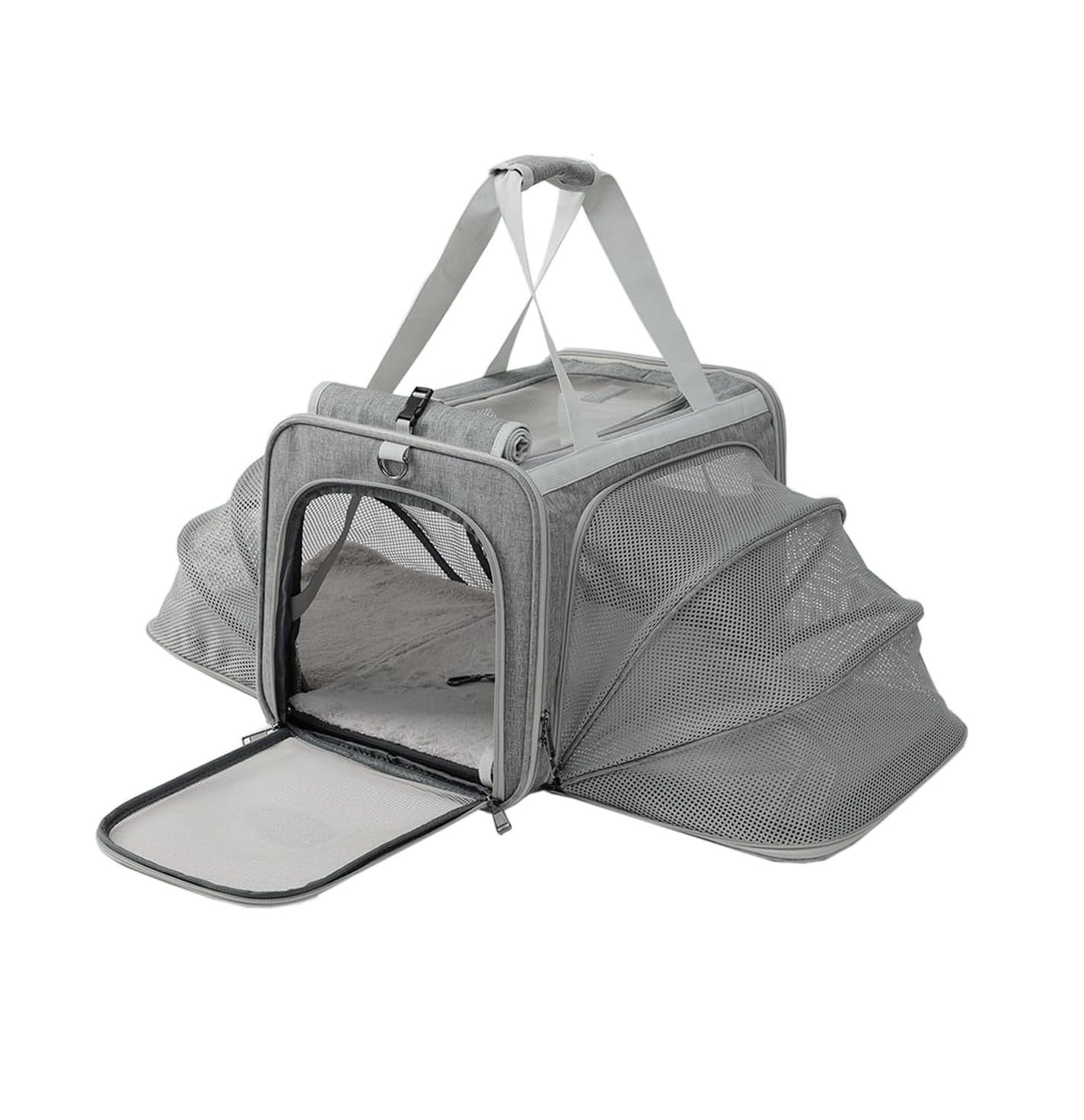 Dog Carrier Cat Carrier Grey Soft Pets Bag, 2 Sides Expand, Stylish ...
